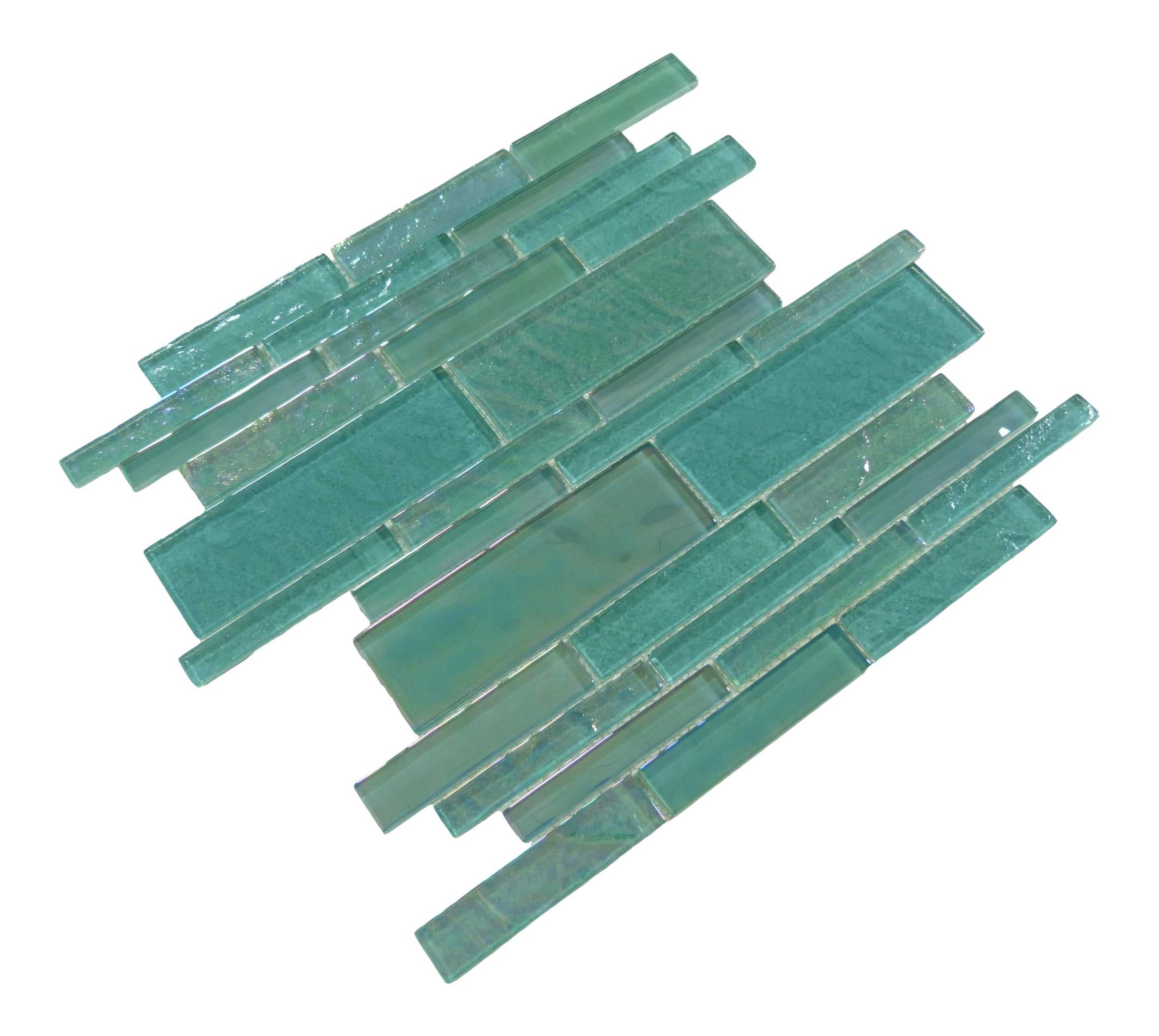 Tesoro Treasure Greenstone Green Linear Glossy & Iridescent Glass Pool ...