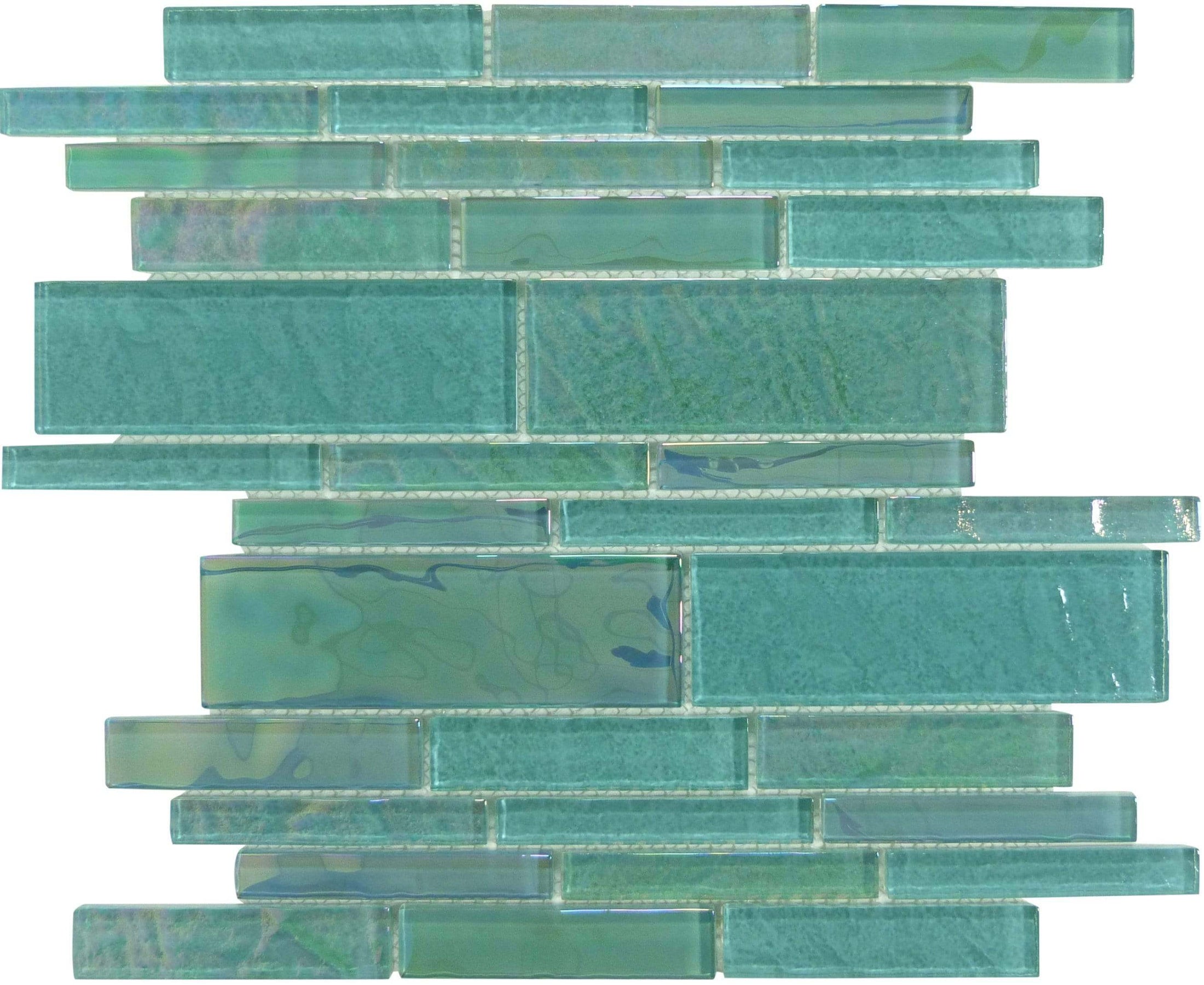 Tesoro Treasure Greenstone Green Linear Glossy & Iridescent Glass Pool ...