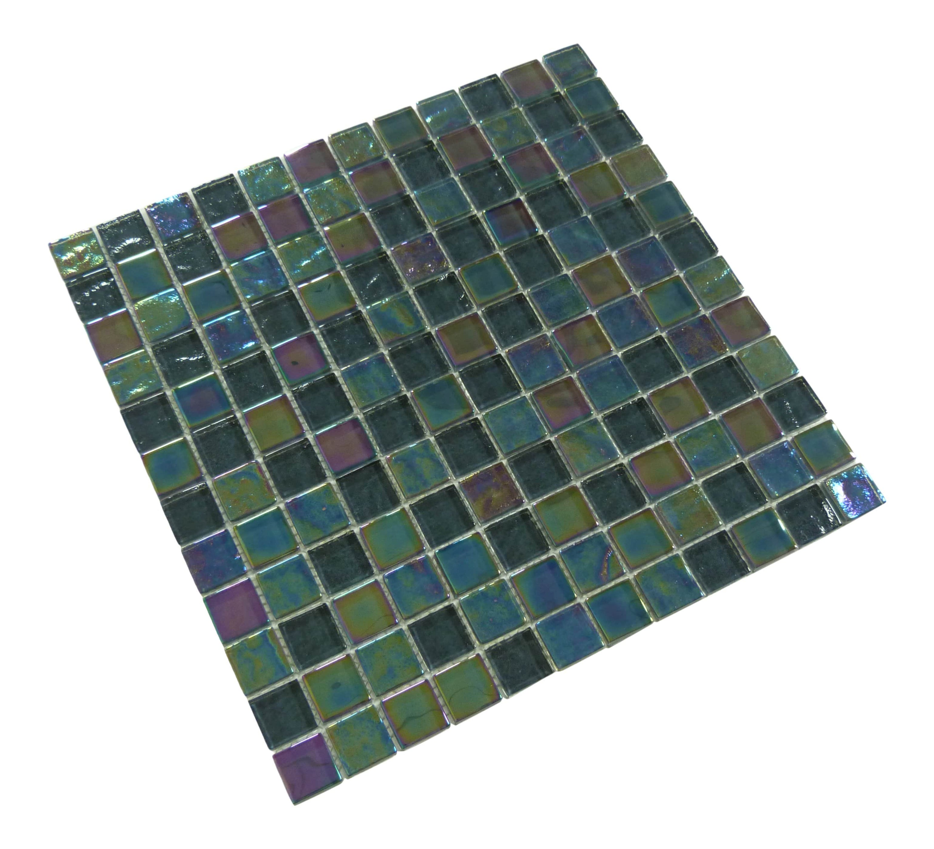 Treasure Moonstone Grey Glossy and Iridescent Glass Tile