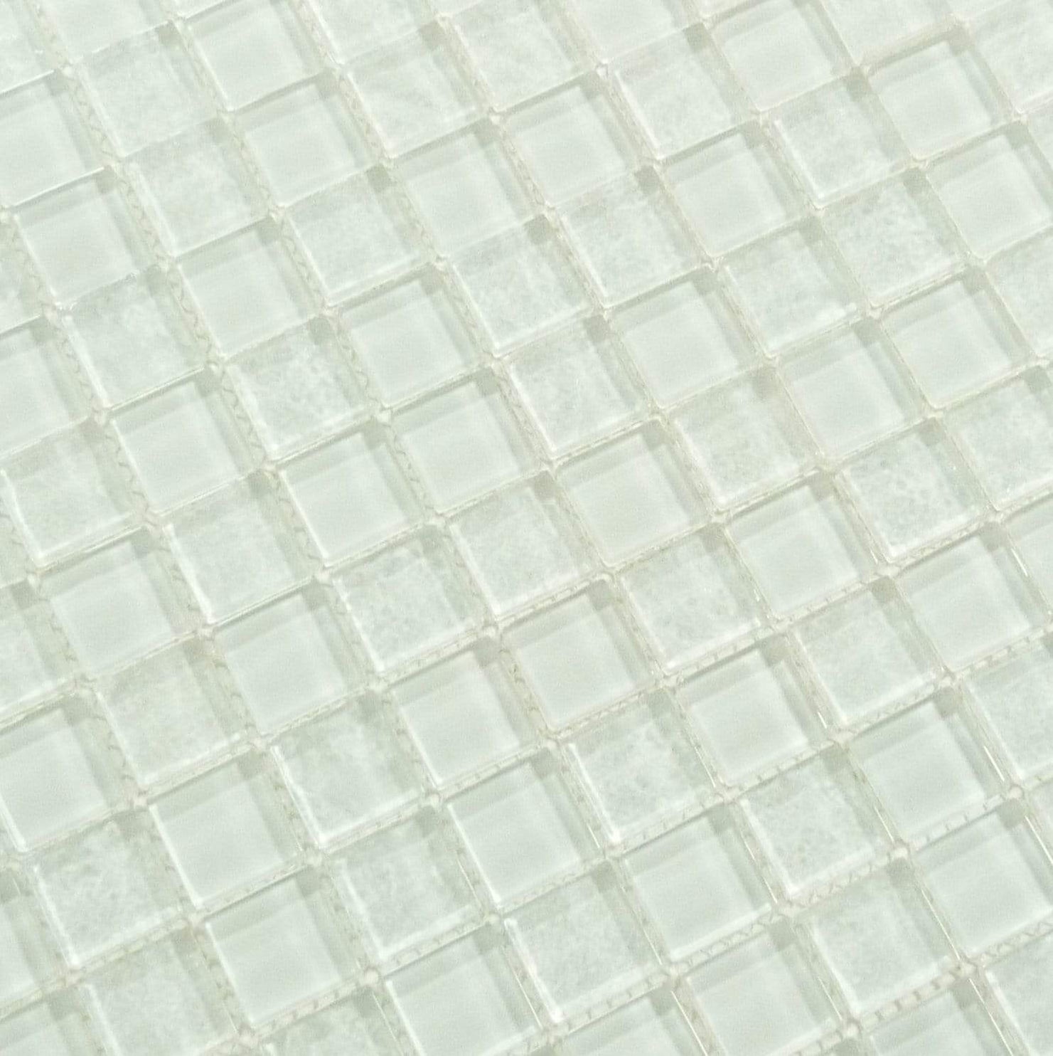 Tesoro Treasure Whitestone White 1" x 1" Glossy Glass Pool Tile ...