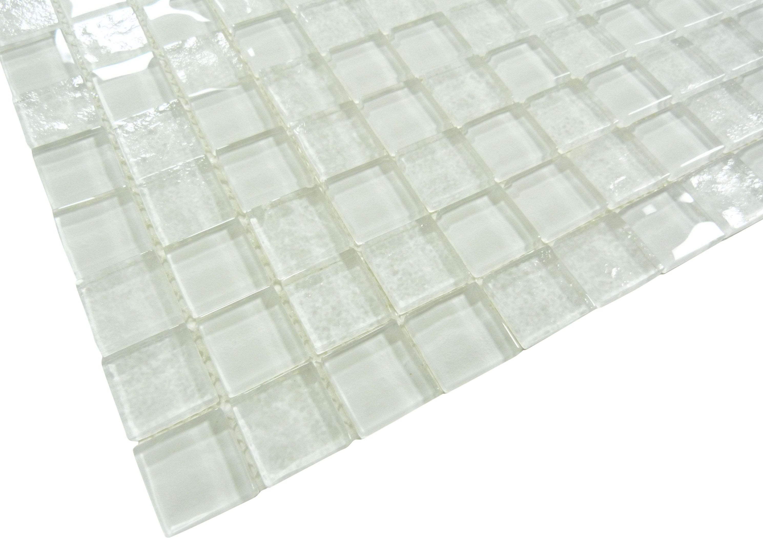 Tesoro Treasure Whitestone White 1" x 1" Glossy Glass Pool Tile ...