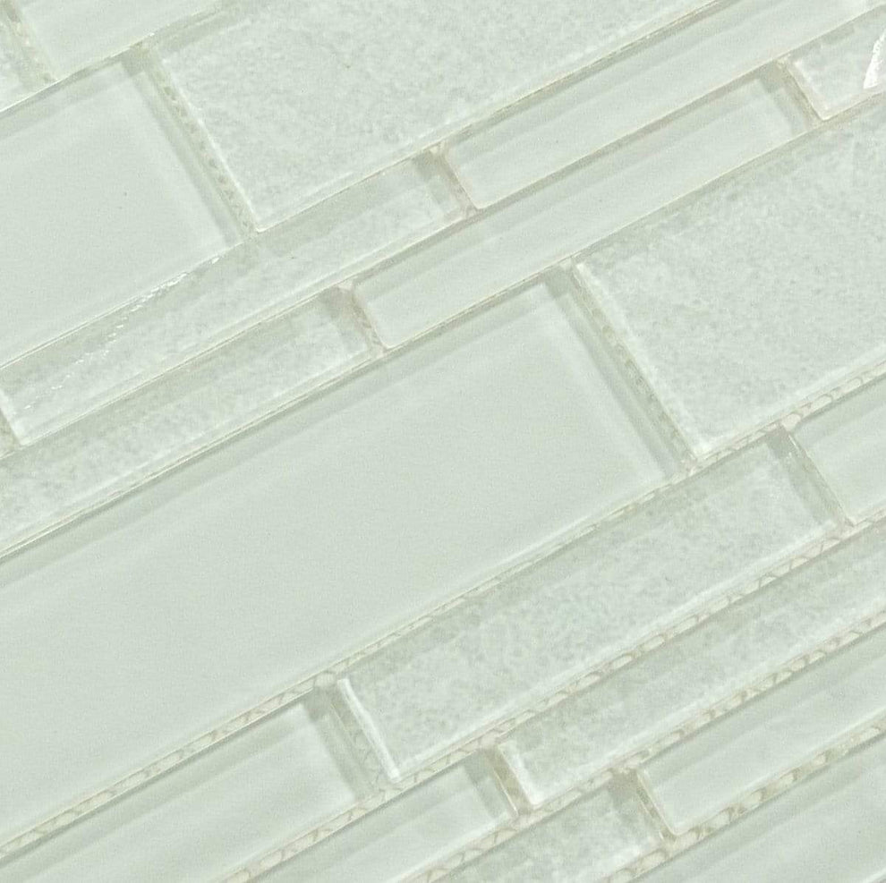 Tesoro Treasure Whitestone White Linear Glossy Glass Pool Tile ...