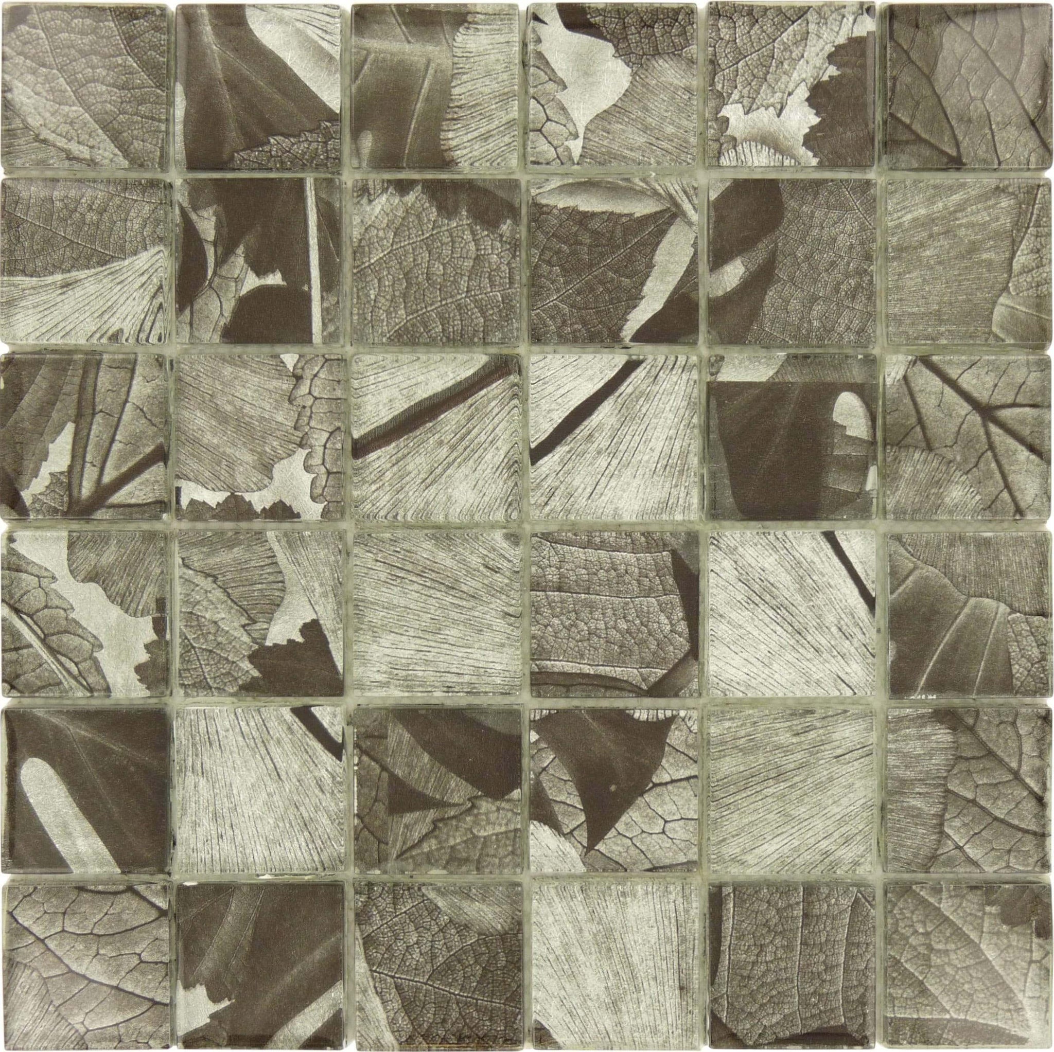 Silver glass mosaic backsplash | Silver shower tile At Oasis Tile