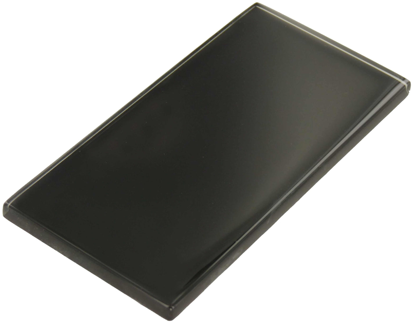 3'' x 6'' Black Glass Subway Tile Glossy CSA4