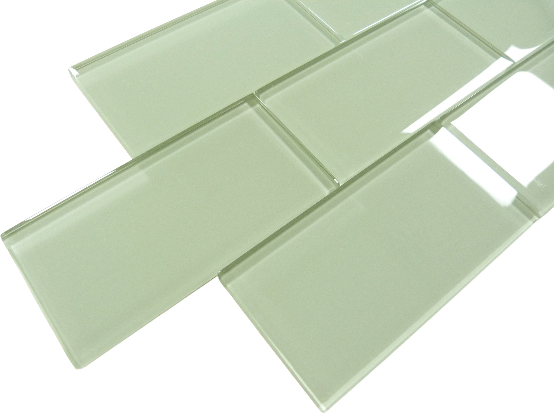 3'' x 6'' Green Glass Subway Tile Glossy CSA9