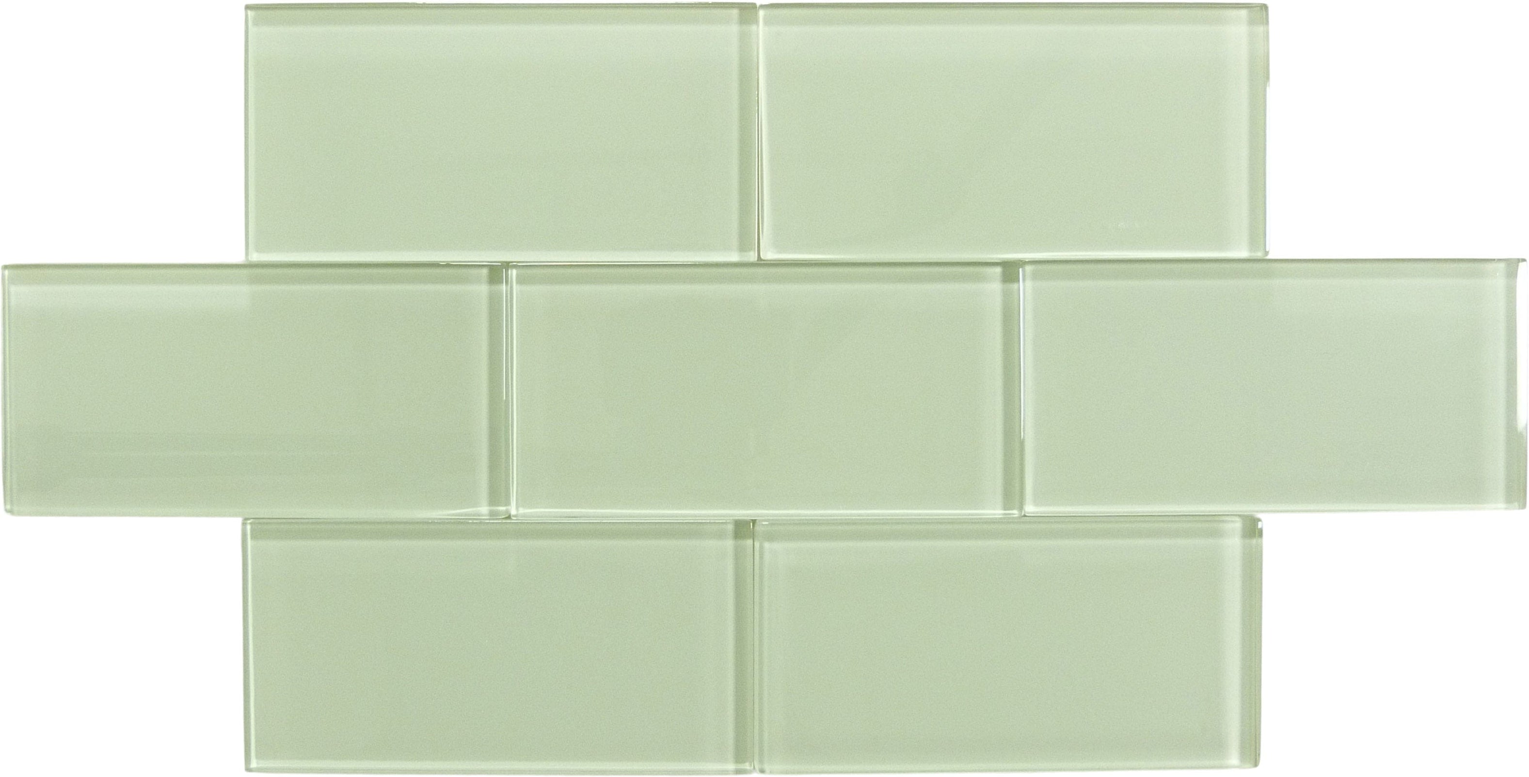 3'' x 6'' Green Glass Subway Tile Glossy CSA9
