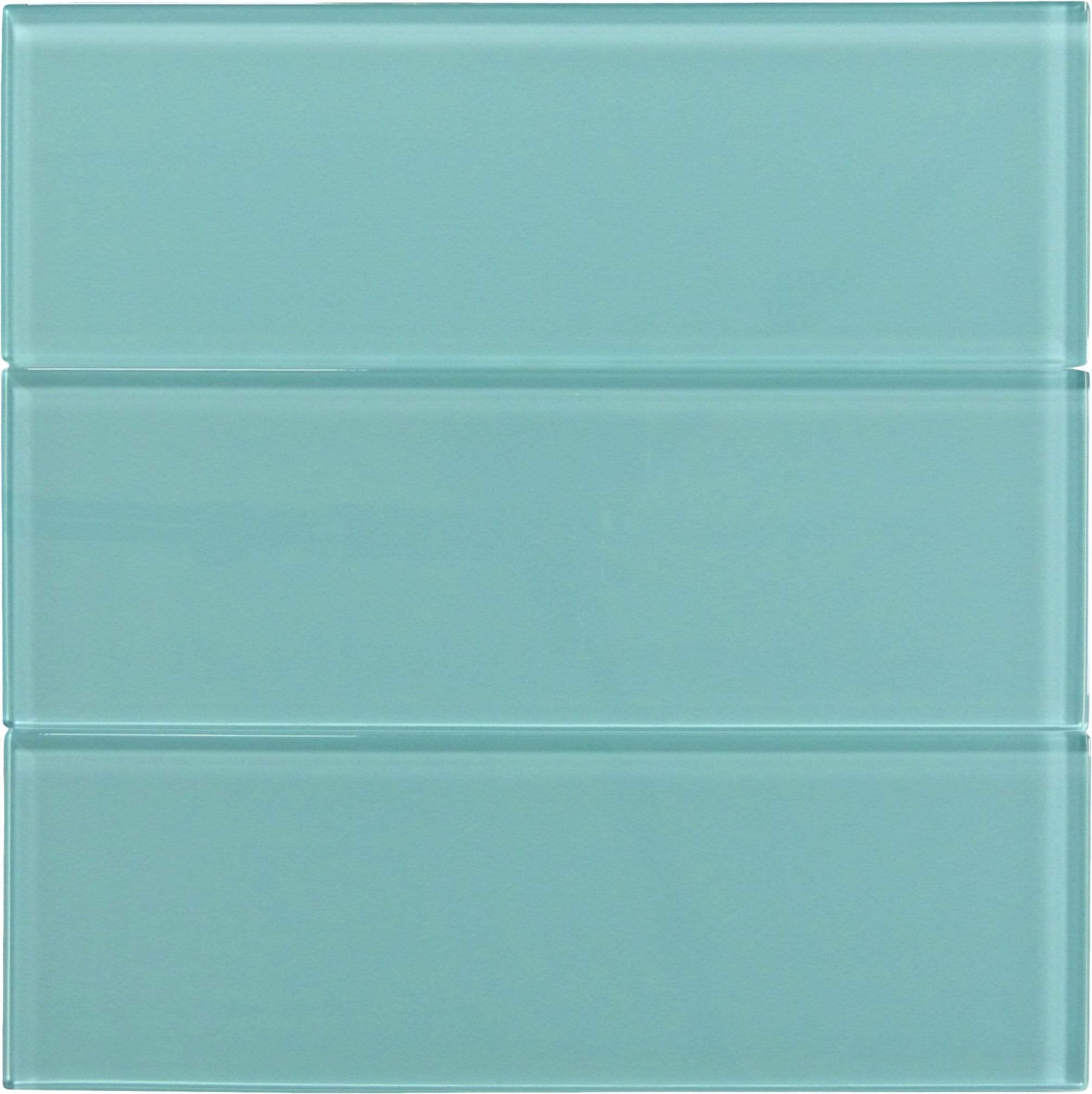 4'' x 12'' Blue Glass Subway Tile Glossy CSB10