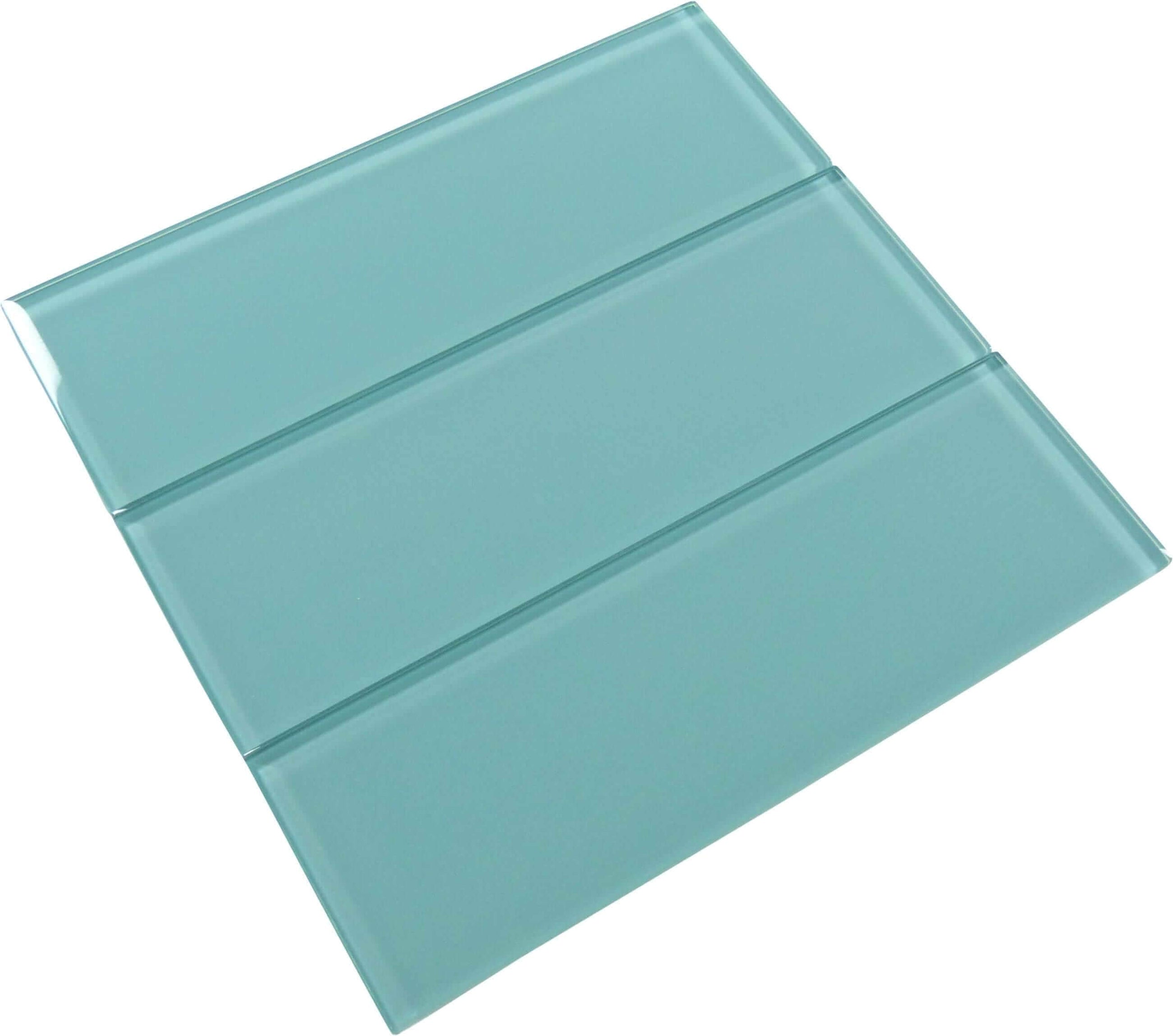 4'' x 12'' Blue Glass Subway Tile Glossy CSB10
