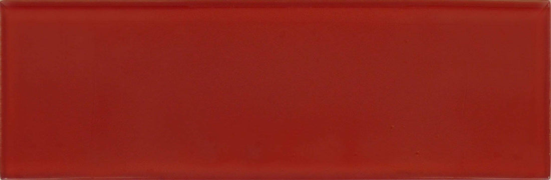 4'' x 12'' Red Glass Subway Tile Glossy JCSB8