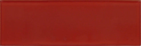 4'' x 12'' Red Glass Subway Tile Glossy JCSB8