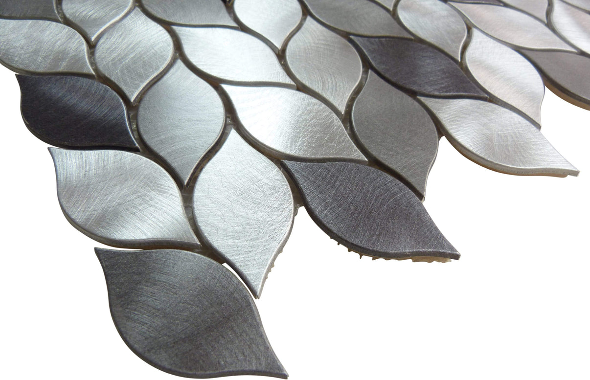 Aluminum Grey Leaf Brushed Tile AFD7