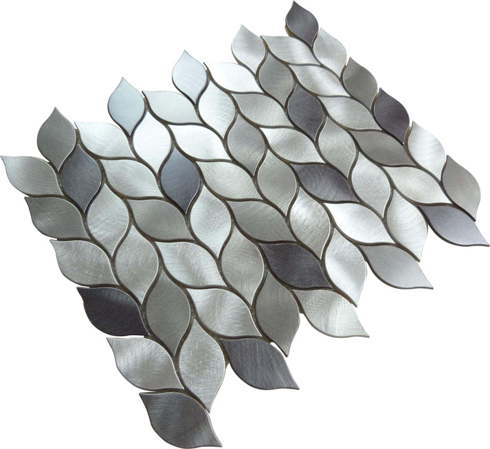 Aluminum Grey Leaf Brushed Tile AFD7