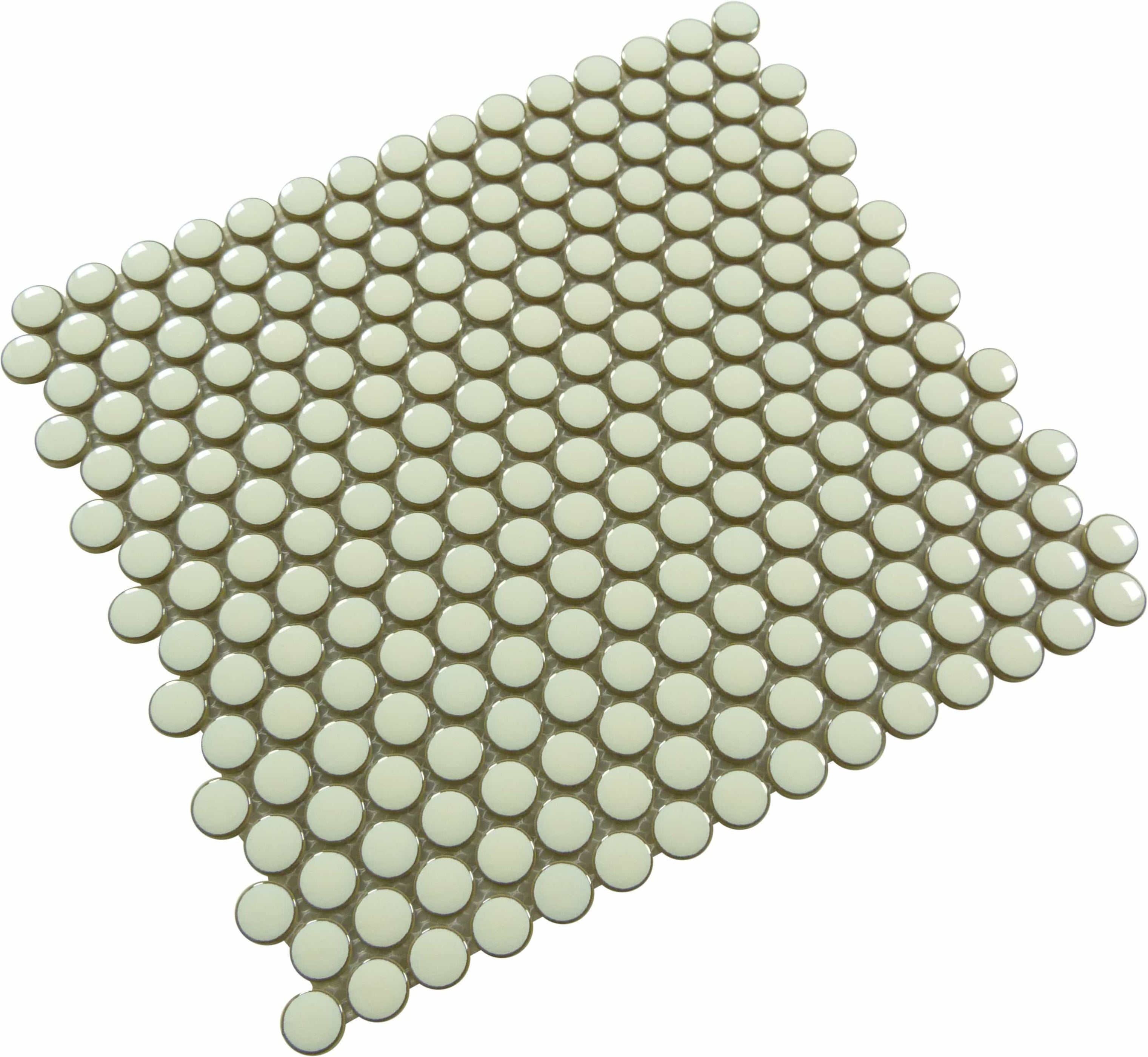 Creamy White Penny Circle Round Glossy Porcelain Tile JAPM101