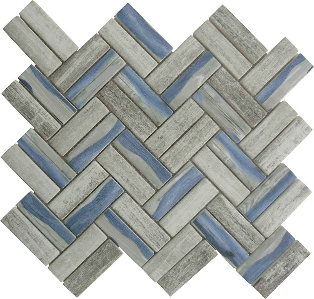 Herringbone Blue Matte Glass Tile REGL9