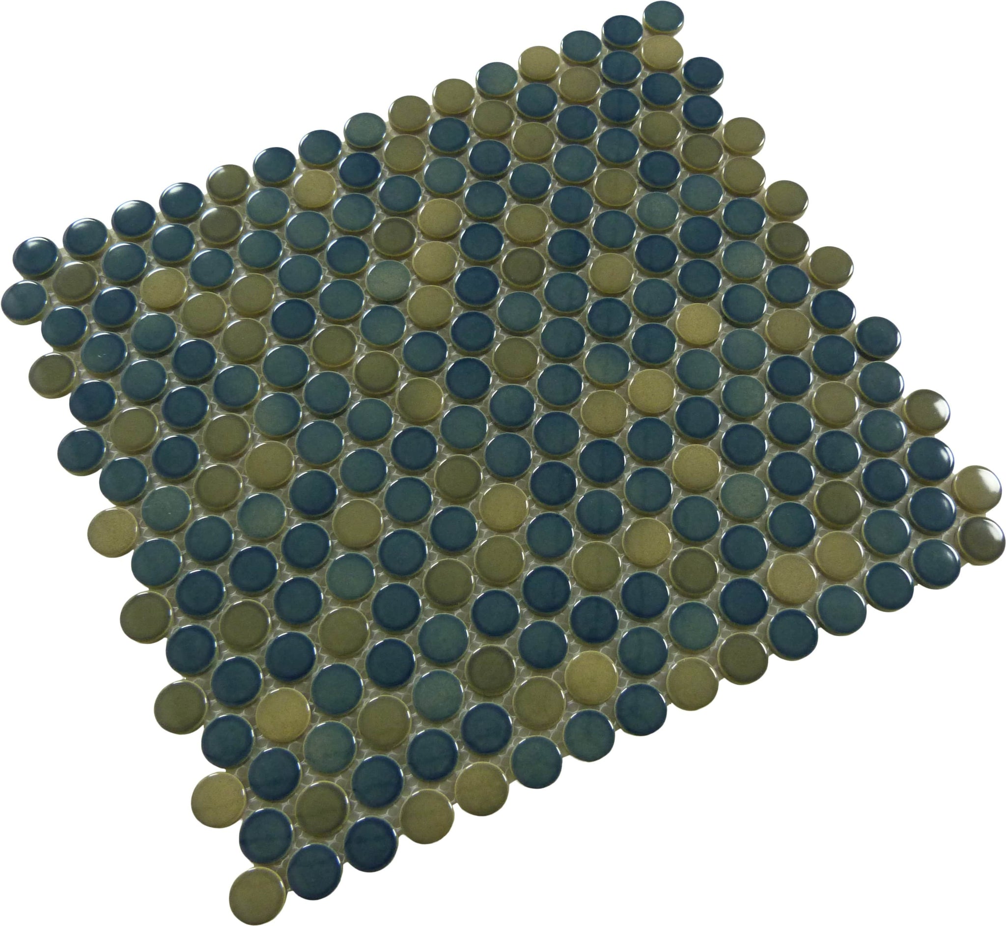 Mixed Blue Penny Circle Round Glossy Porcelain Tile JAPM301