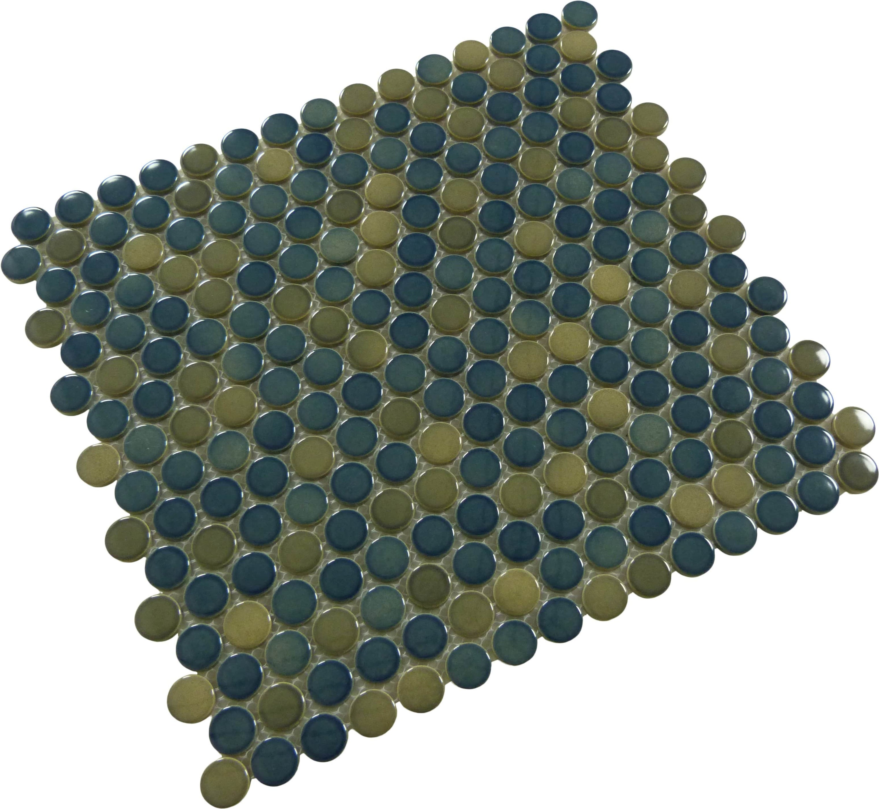 Mixed Blue Penny Circle Round Glossy Porcelain Tile JAPM301