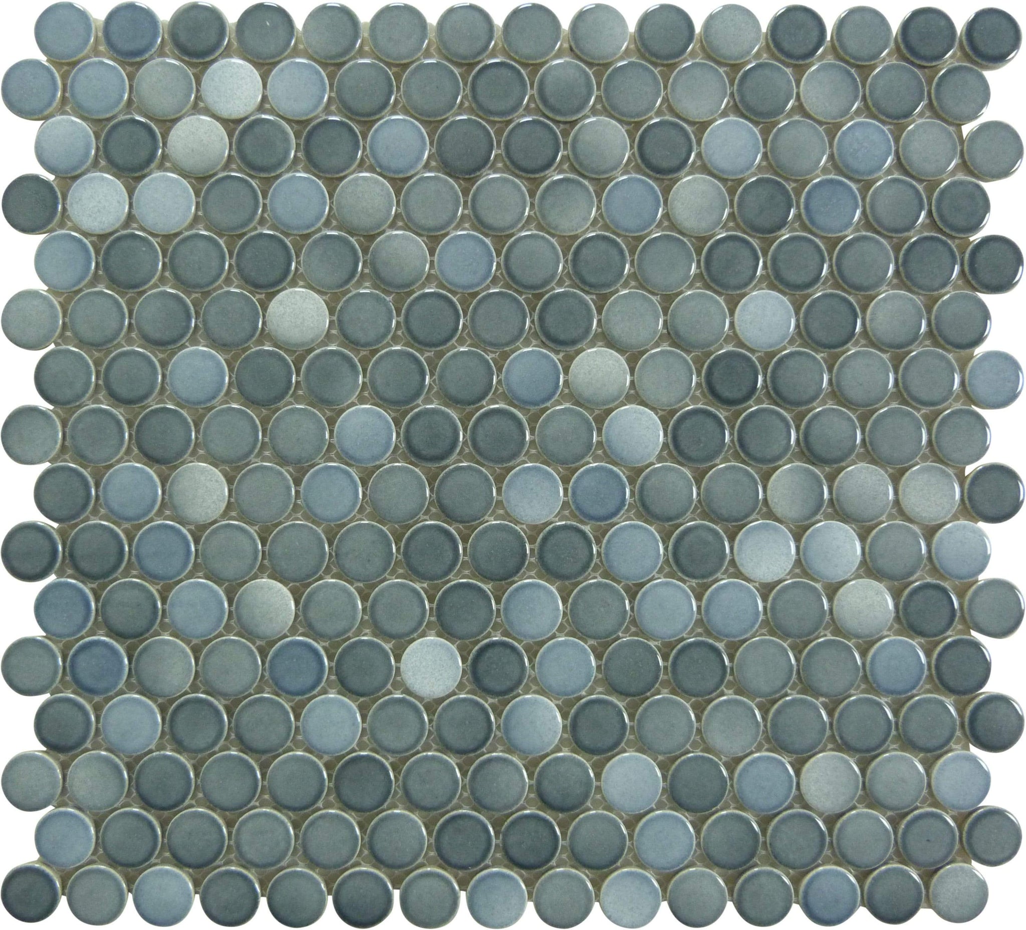 Mixed Grey Penny Circle Round Glossy Porcelain Tile JAPM302