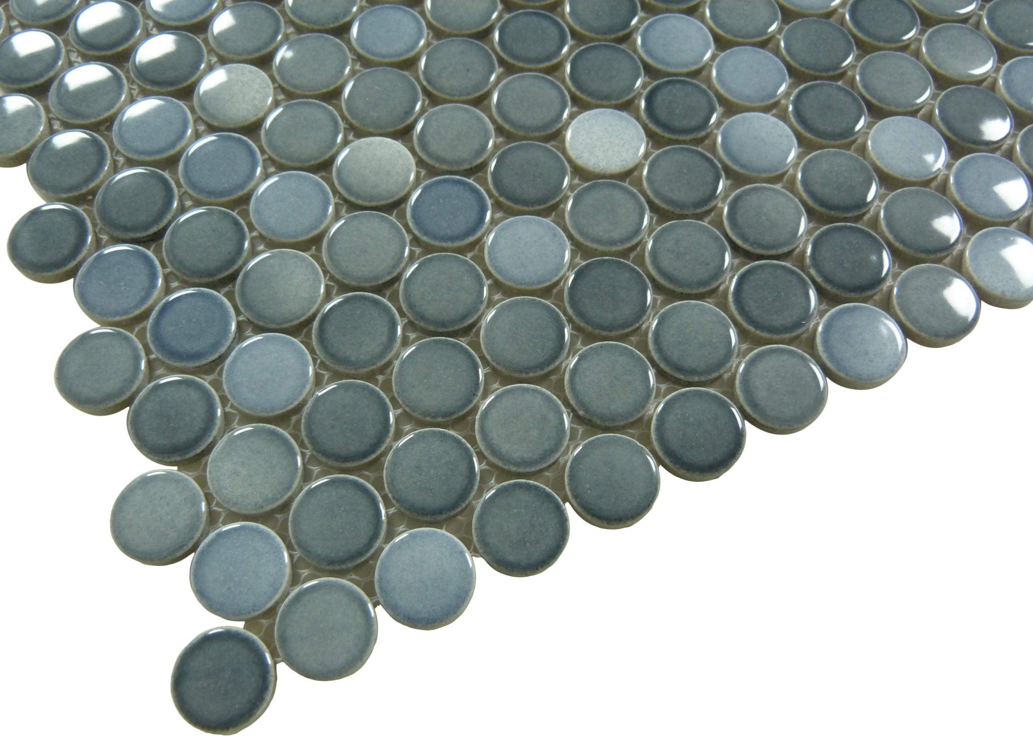 Mixed Grey Penny Circle Round Glossy Porcelain Tile JAPM302