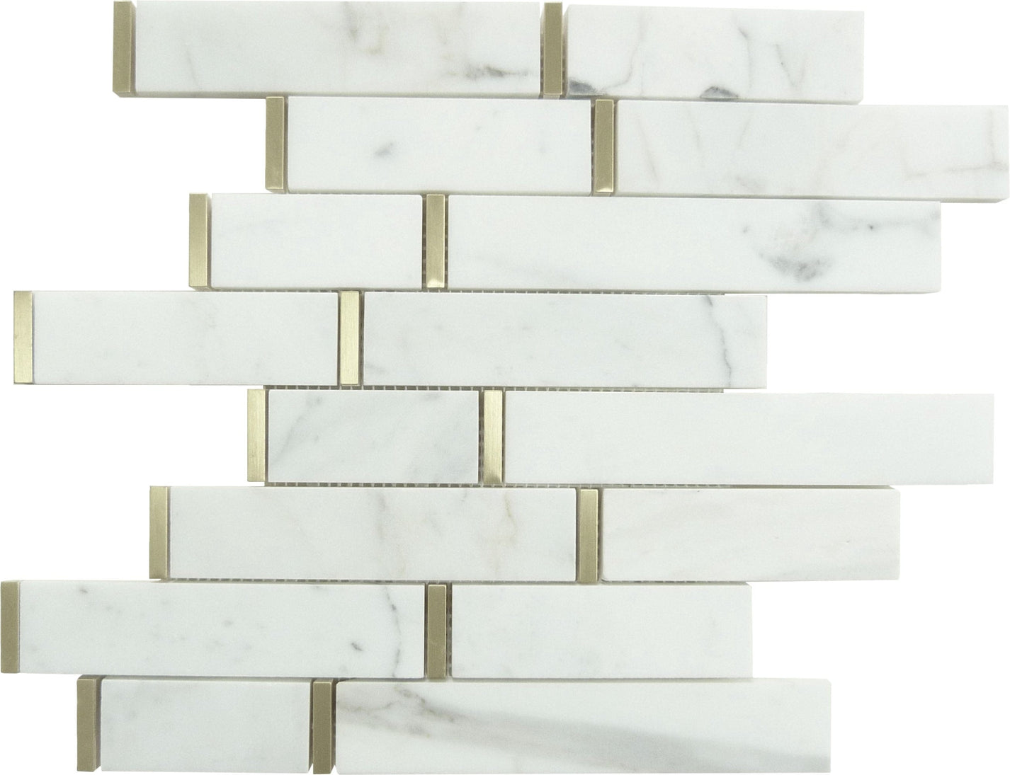 Natural Bianco White and Gold Metal Random Brick Stone Tile | Oasis Tile