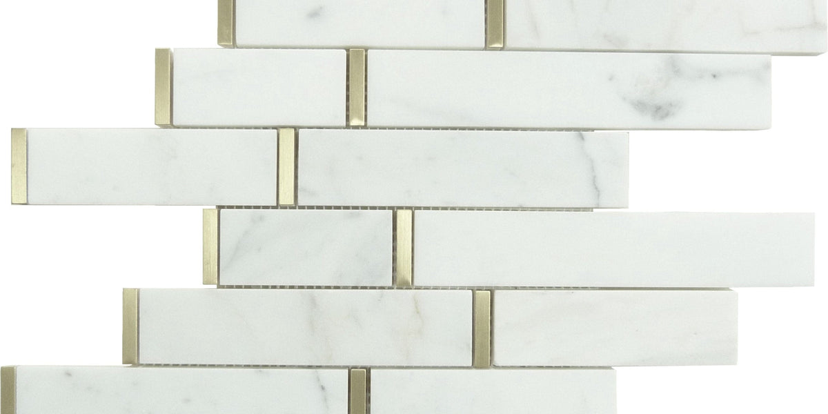 Natural Bianco White and Gold Metal Random Brick Stone Tile | Oasis Tile