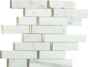 Natural Bianco White and Gold Metal Random Brick Stone Tile | Oasis Tile