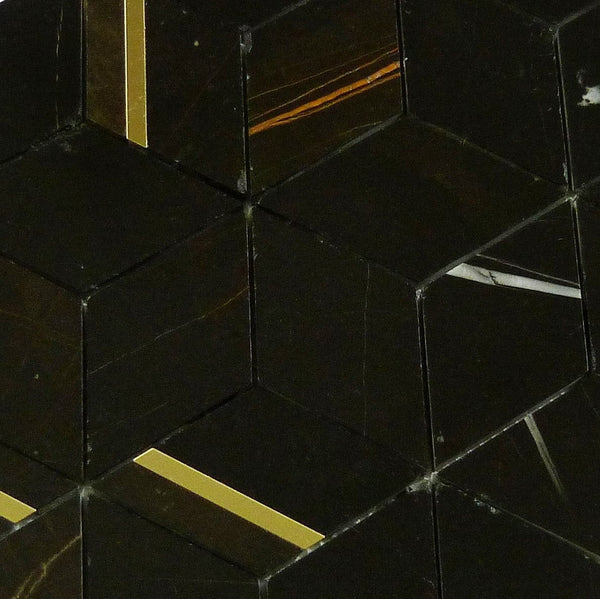Natural Dorato Vittoria Black and Gold Metal Stone Tile NDO2