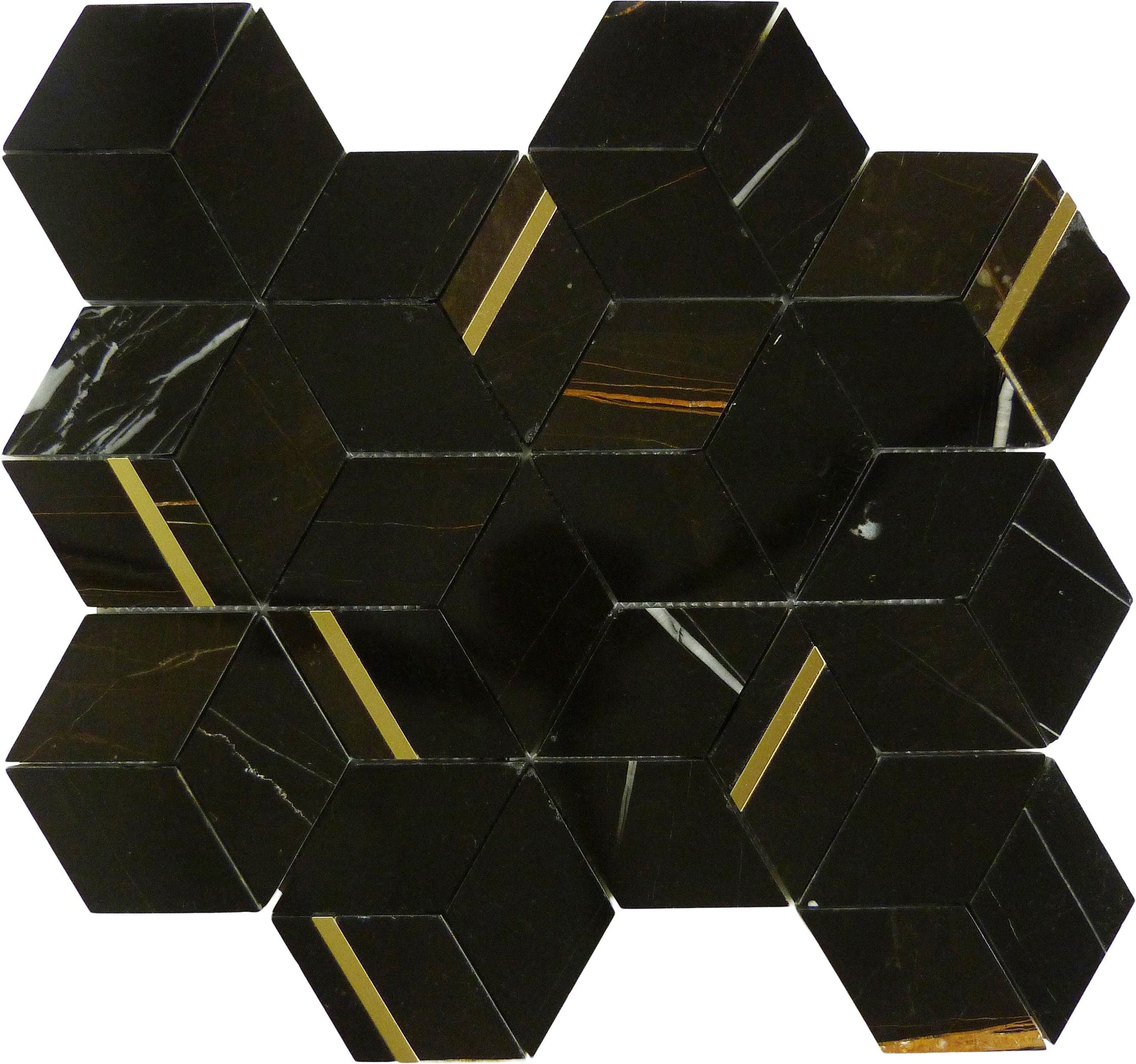 Natural Dorato Vittoria Black and Gold Metal Stone Tile NDO2