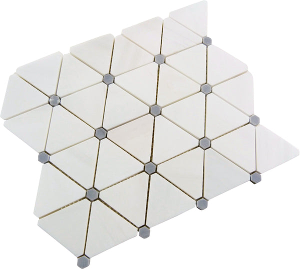 Natural Marble Dolomite White Triangle Polished Stone Tile NMS1