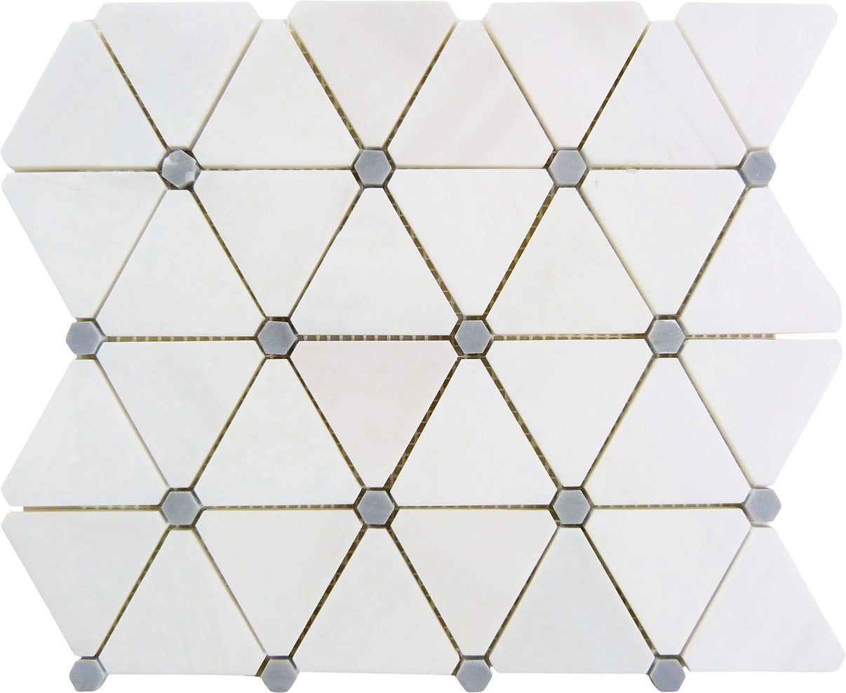 Natural Marble Dolomite White Triangle Polished Stone Tile NMS1