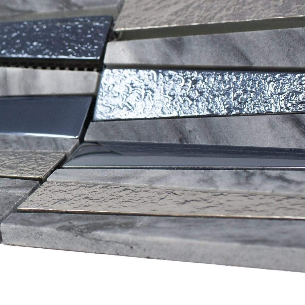 River Grey Marble & Metallic Glass Tile DL3