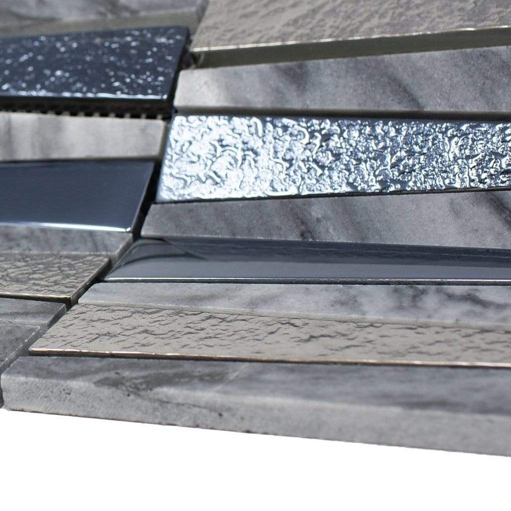 River Grey Marble & Metallic Glass Tile DL3
