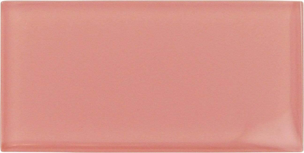 Salmon Colored Tile | 3"x6" Glass Subway Tile Backsplash