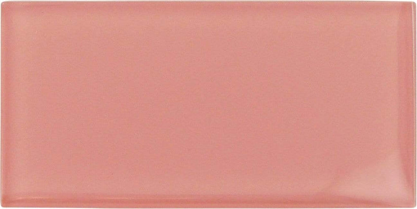 Salmon Colored Tile | 3"x6" Glass Subway Tile Backsplash