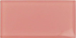 Salmon Colored Tile | 3"x6" Glass Subway Tile Backsplash