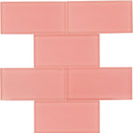 Salmon Colored Tile | 3"x6" Glass Subway Tile Backsplash