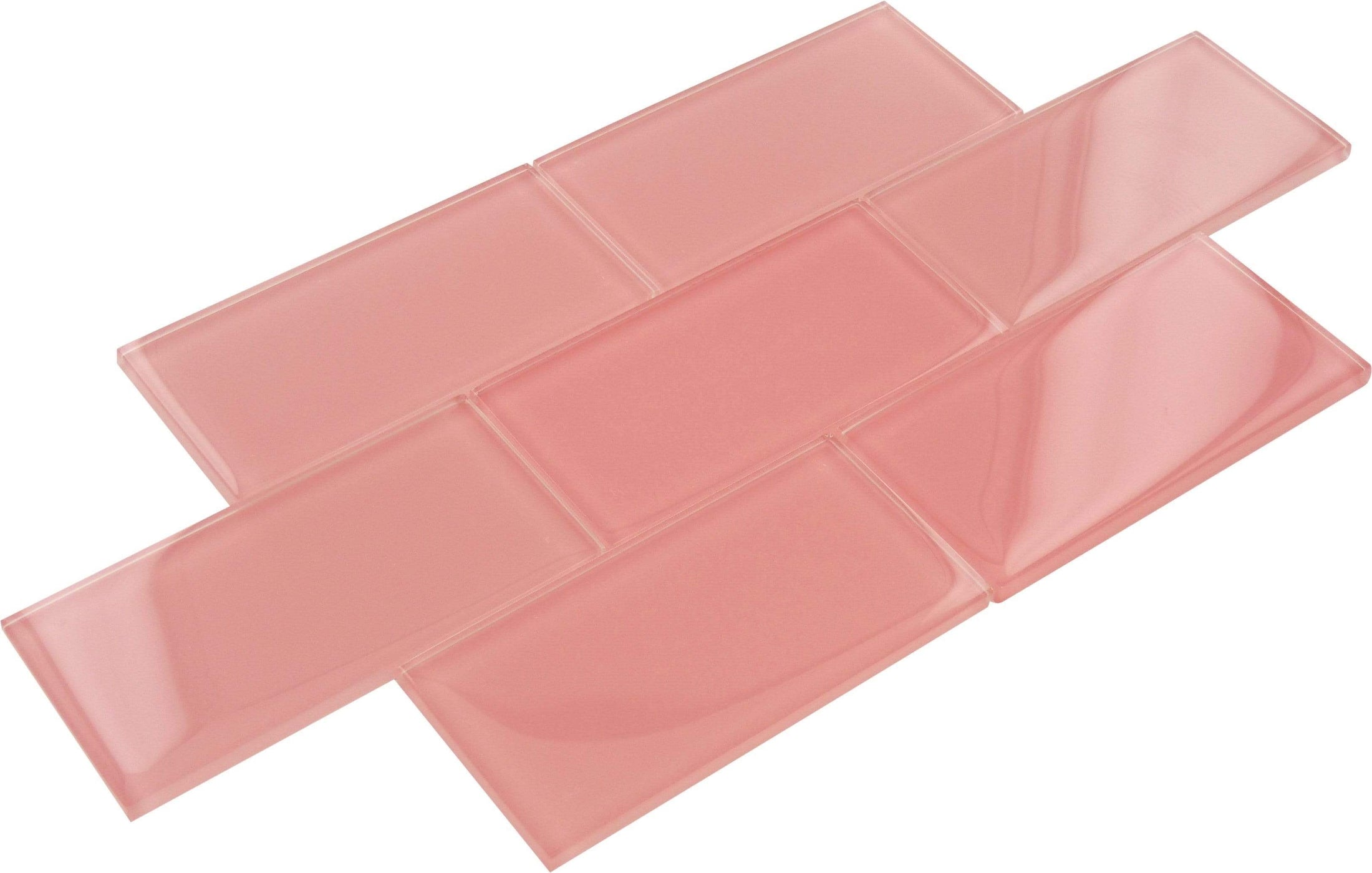 Salmon Colored Tile | 3"x6" Glass Subway Tile Backsplash