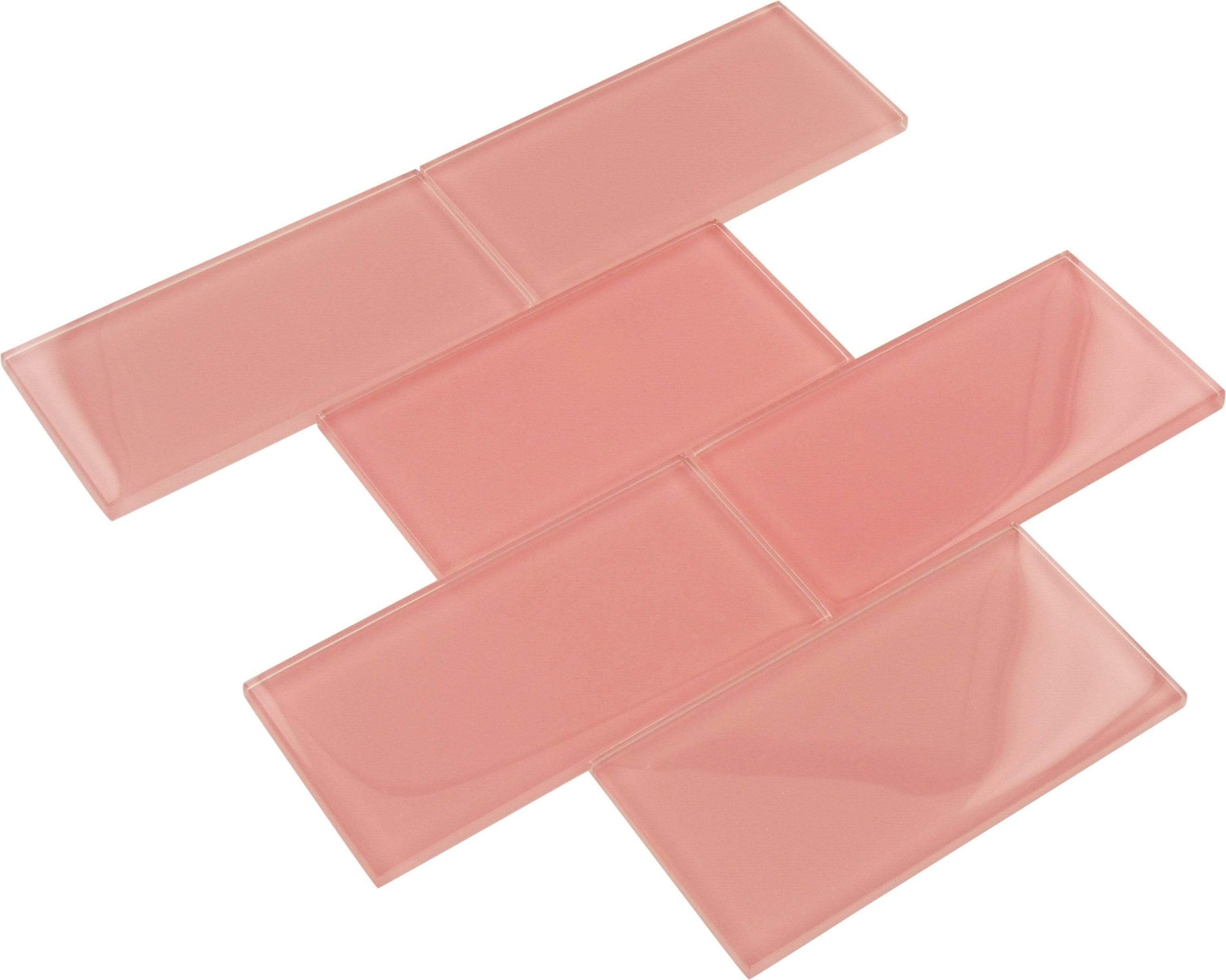 Salmon Colored Tile | 3"x6" Glass Subway Tile Backsplash