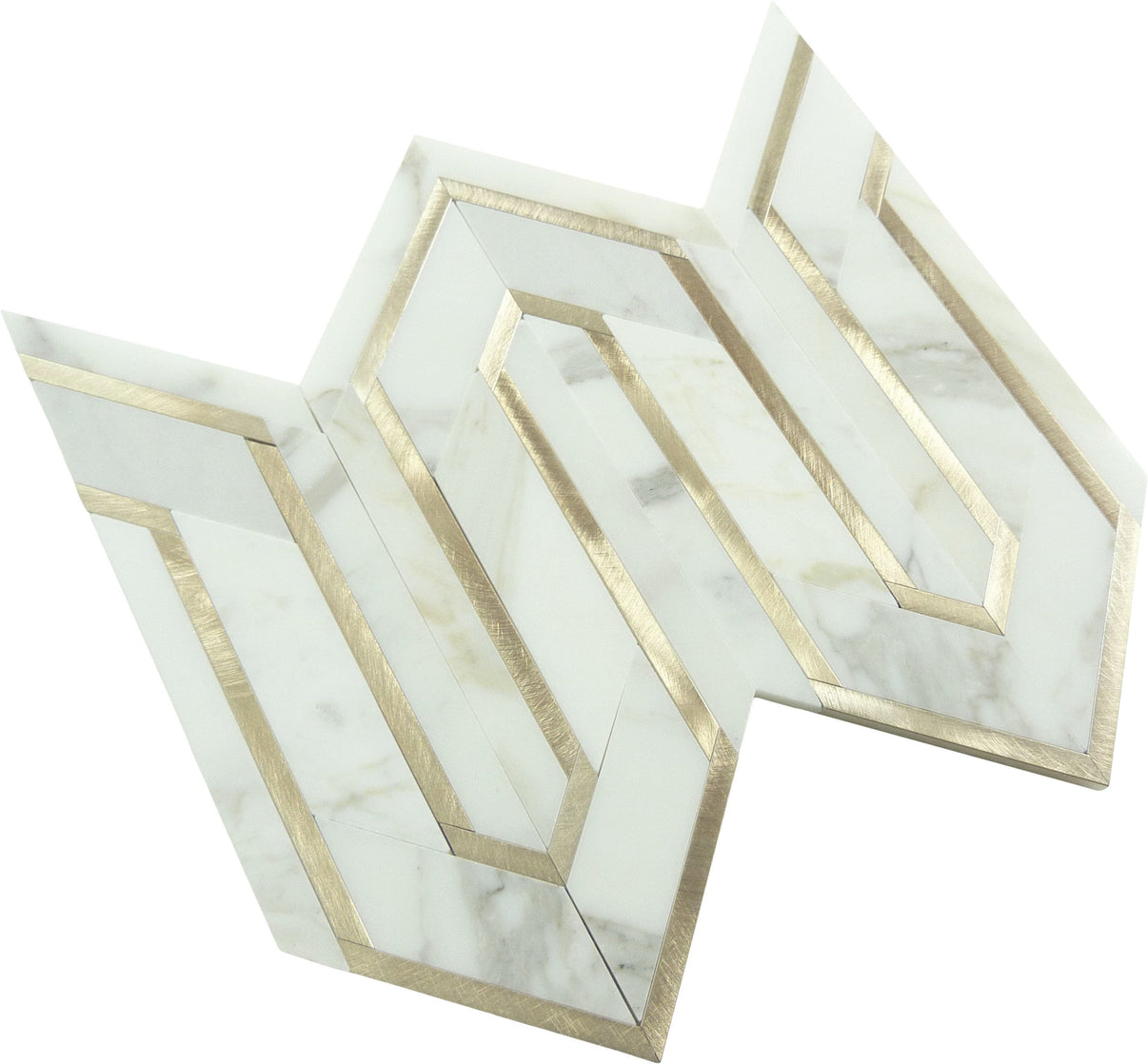 Tri Contour Carrara and Gold Metal Tile | Oasis Tile