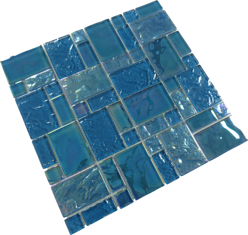 Altto Glass Caribbean Splash Mix Glossy and Iridescent Glass Tile S1824