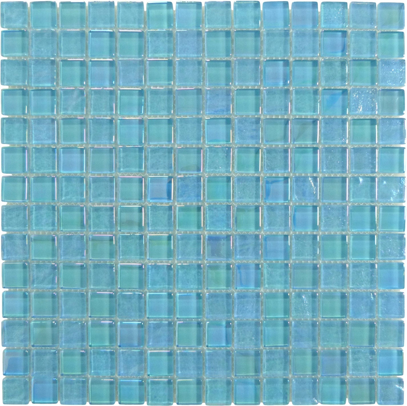 Altto Glass Neptune Aquamarine Square Glossy and Iridescent Glass Tile ...