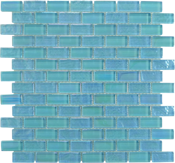 Altto Glass Neptune Aquamarine Uniform Brick Glossy and Iridescent ...
