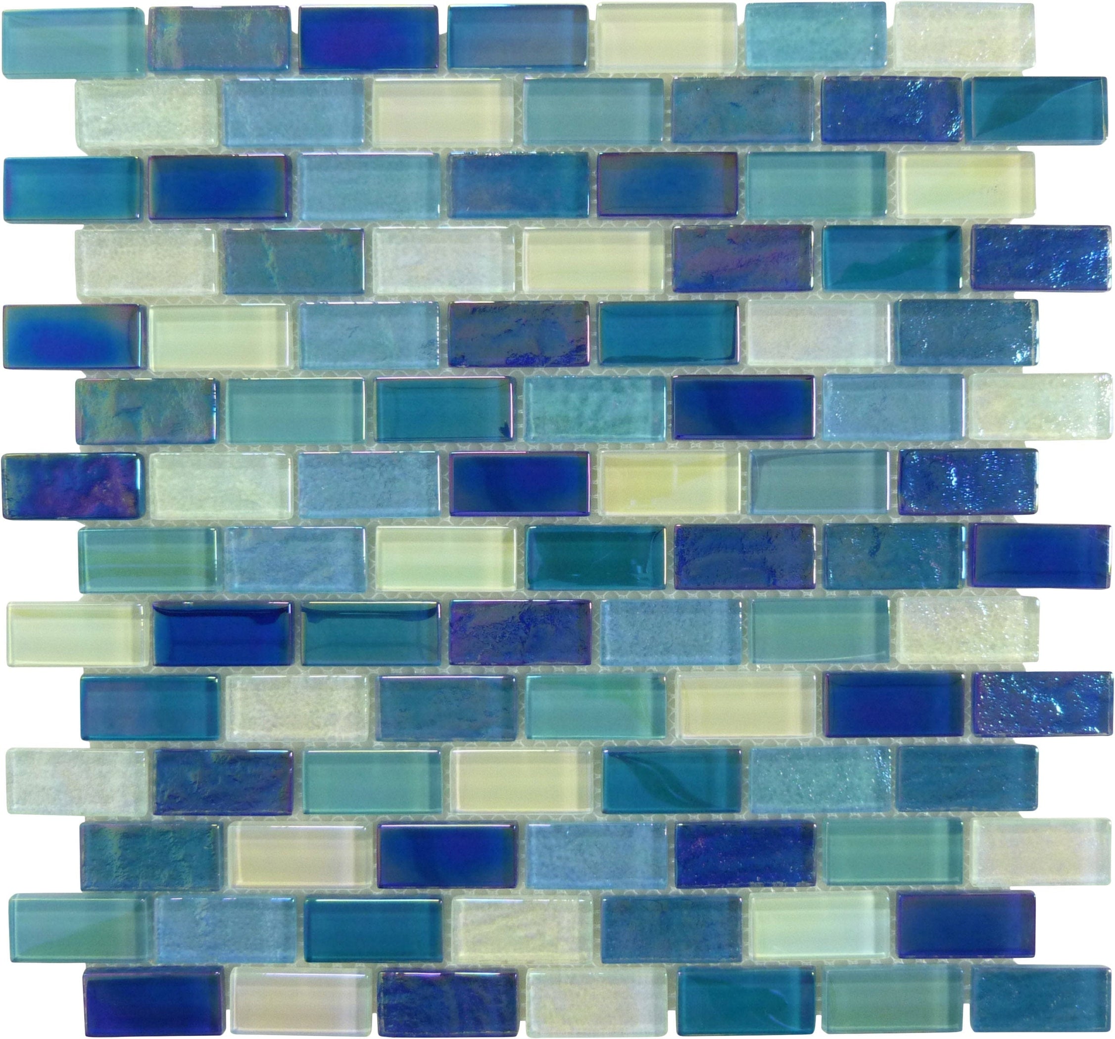 Altto Glass Neptune Blue Blend Uniform Brick Glossy and Iridescent ...