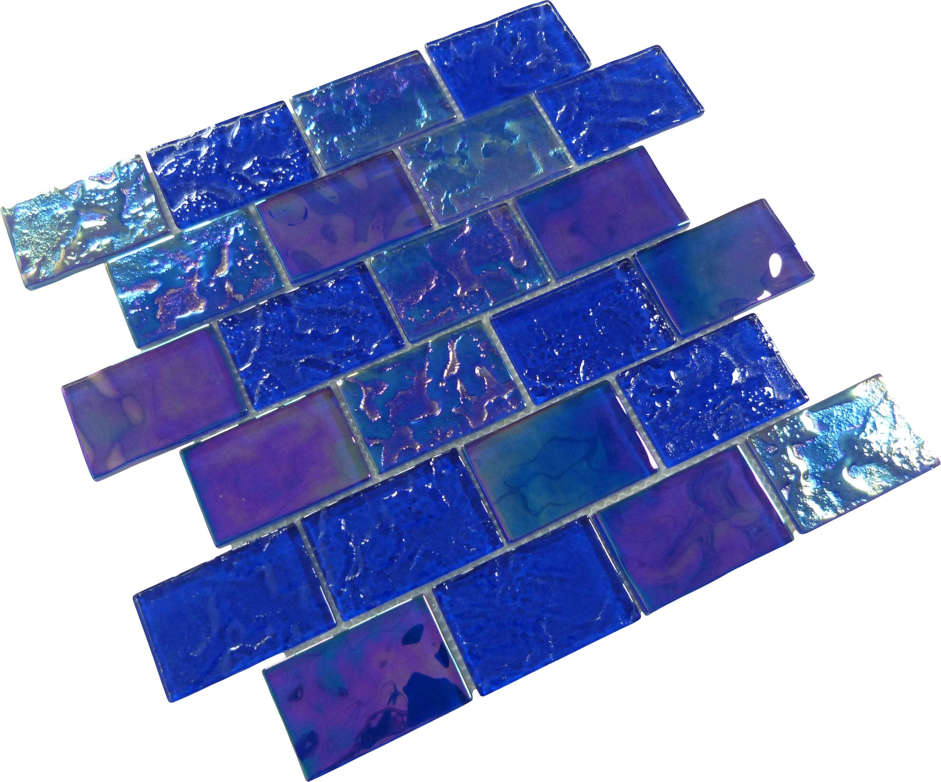 Altto Glass Pacific Dark Blue Uniform Brick Glossy and Iridescent Glass ...