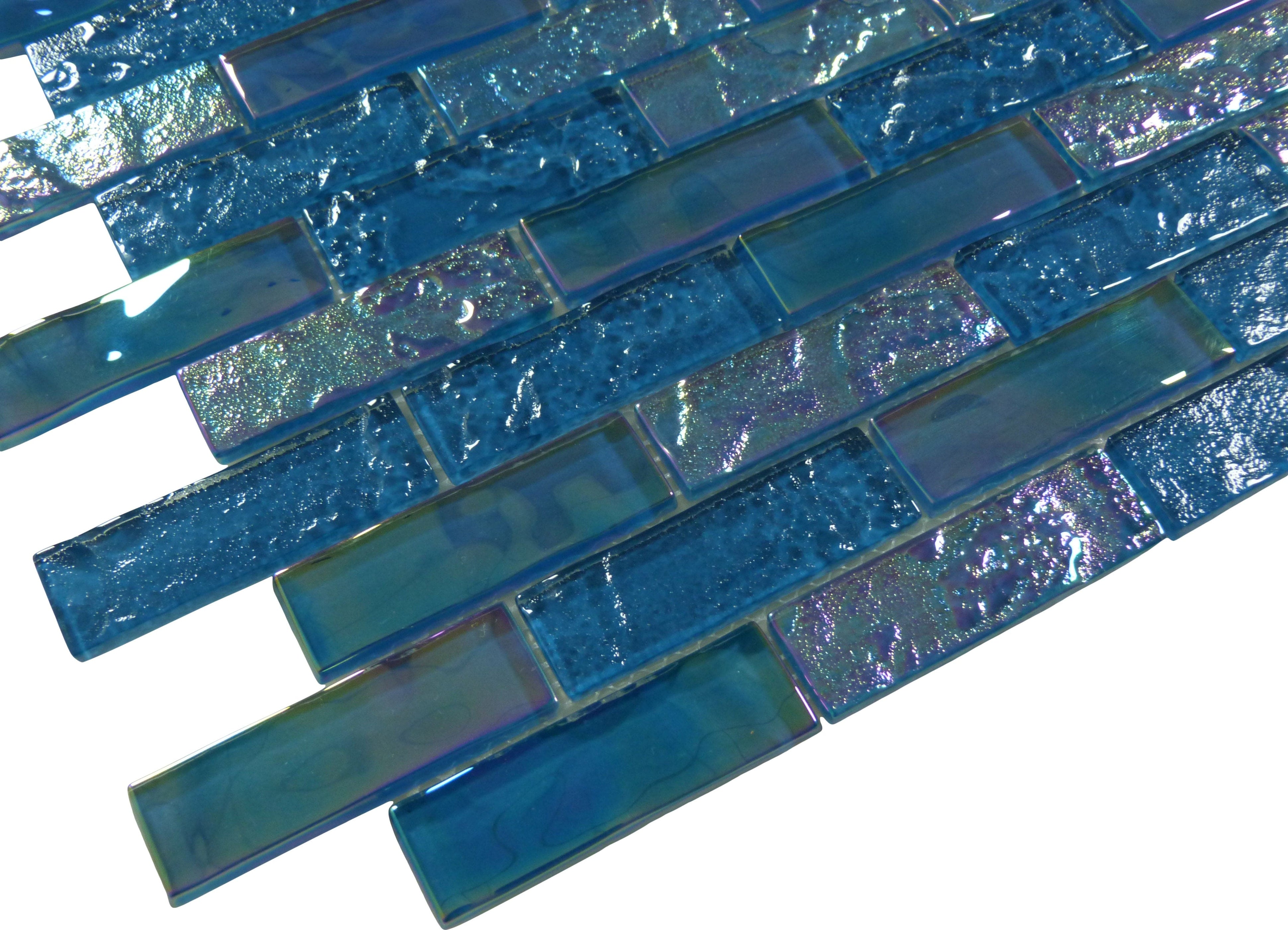 Altto Glass Pacific Turquoise Uniform Brick Glossy and Iridescent Glass ...