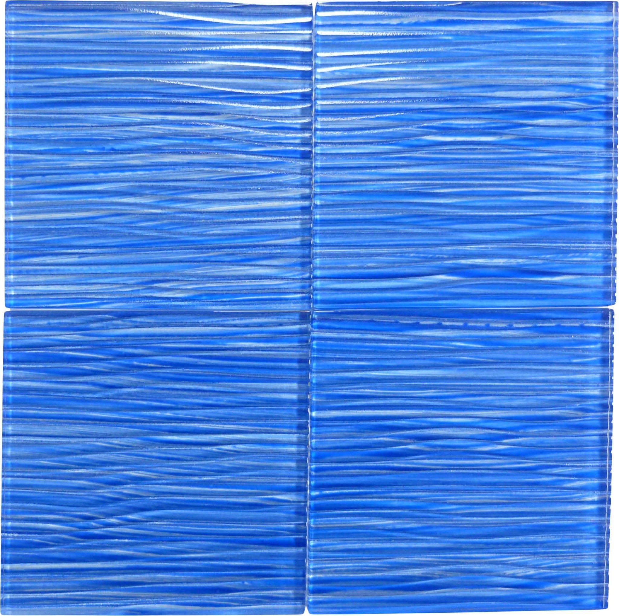 Barbados Electric Blue Wave 6x6 Glossy Glass Pool Tile S1501