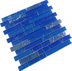 BIMINI RANDOM BLUE BRICK GLOSSY & IRIDESCENT GLASS POOL TILE