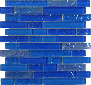 BIMINI RANDOM BLUE BRICK GLOSSY & IRIDESCENT GLASS POOL TILE